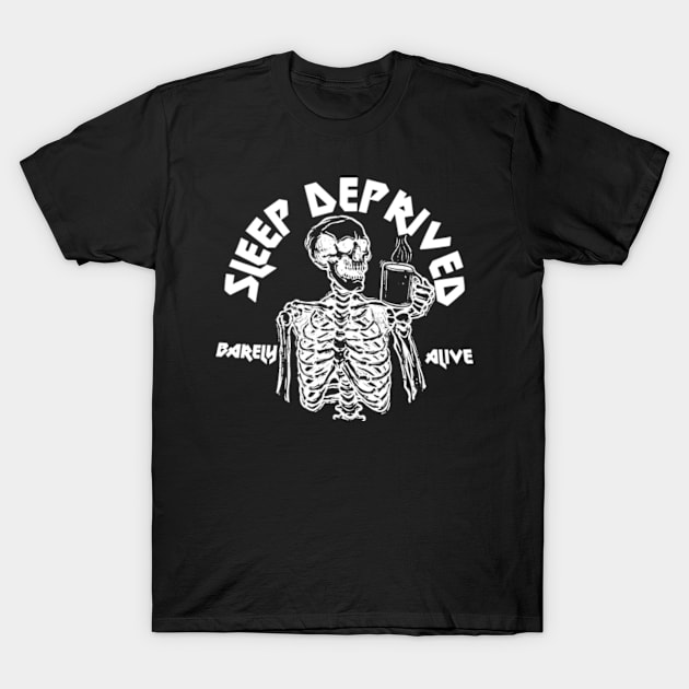 Sleep Deprived Barely Alive Funny Skeleton Drinking Coffee Funny